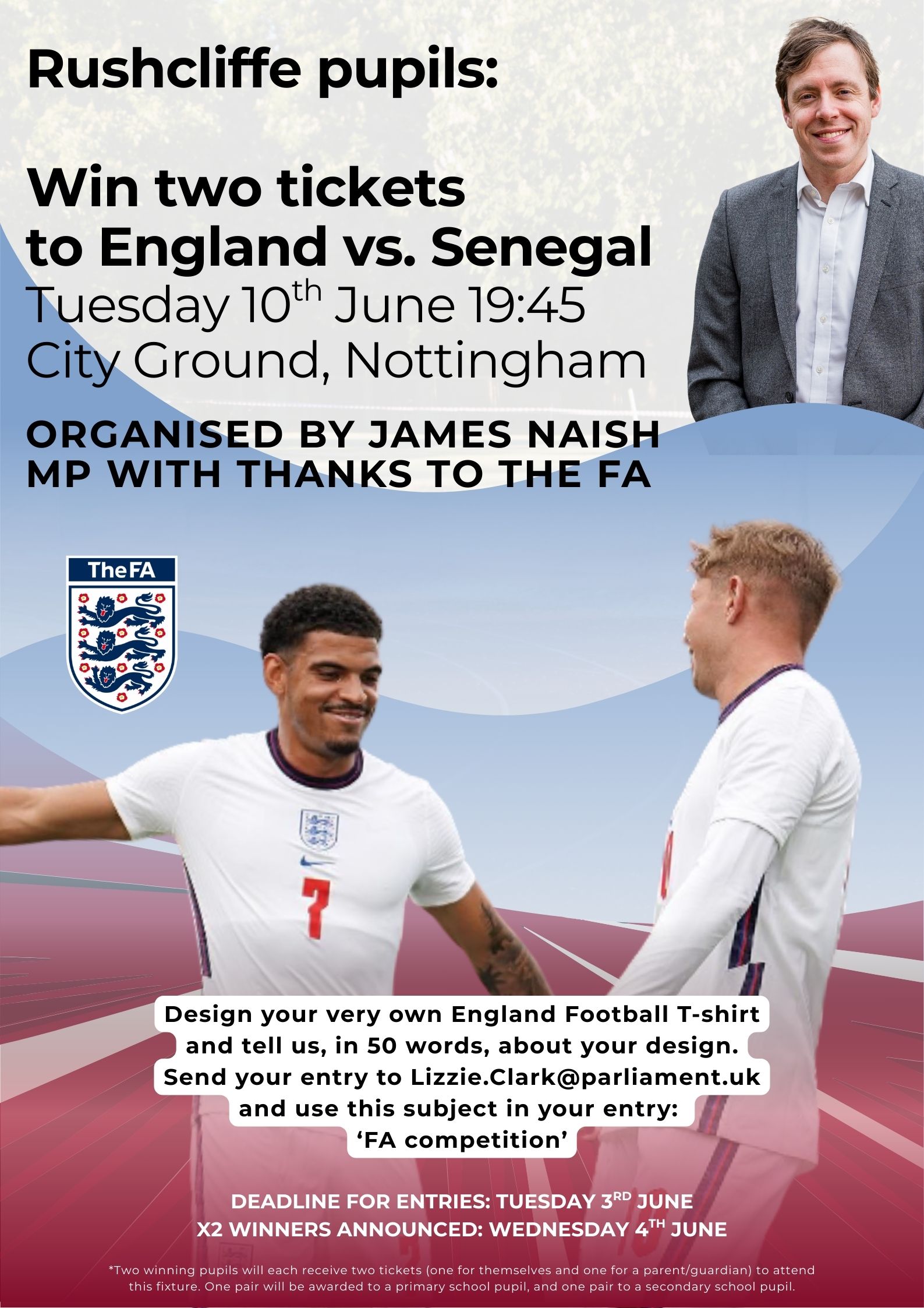 Rushcliffe Pupils Invited to Win England Match Tickets in Exclusive T ...
